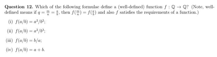 Solved Which of the following formulae define a | Chegg.com