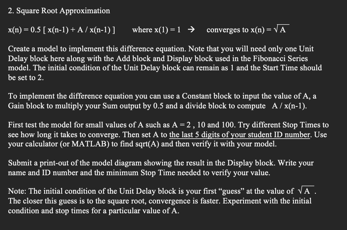 Solved 2. Square Root Approximation | Chegg.com