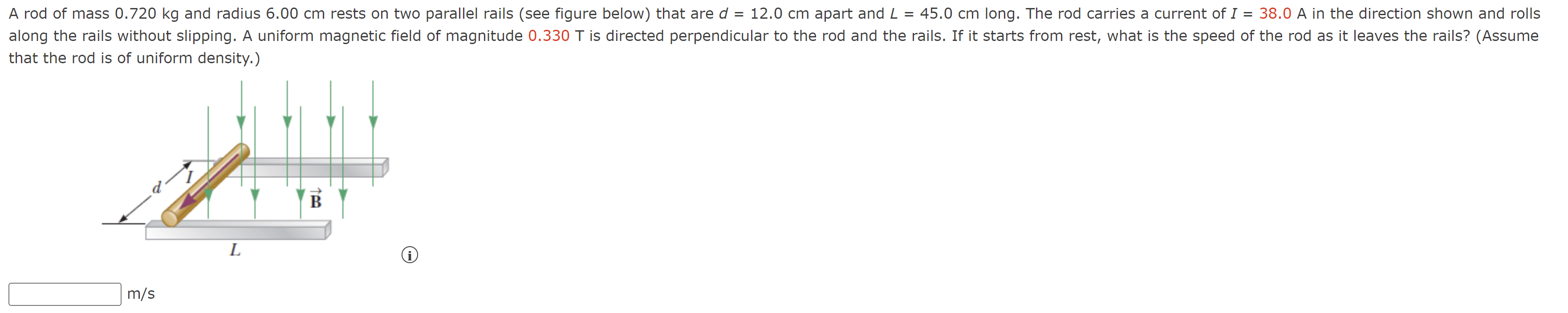 Solved that the rod is of uniform density.) m/s | Chegg.com