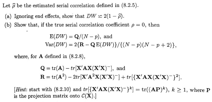 Solved Let ρ be the estimated serial correlation defined in | Chegg.com