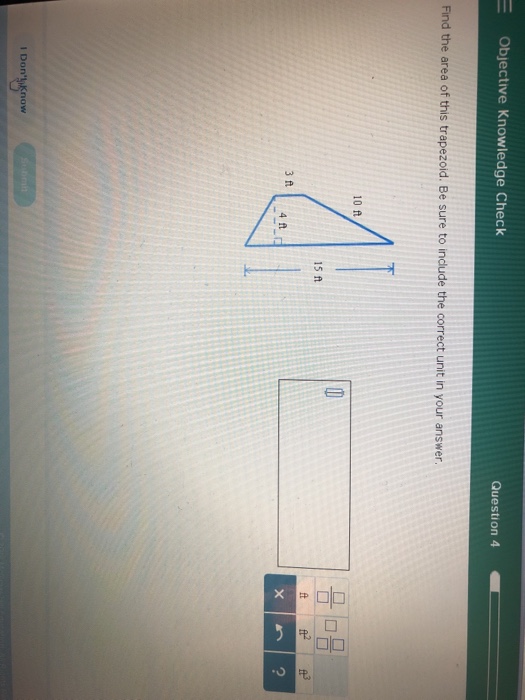 Solved Objective Knowledge Check Question 4 Find the area of | Chegg.com