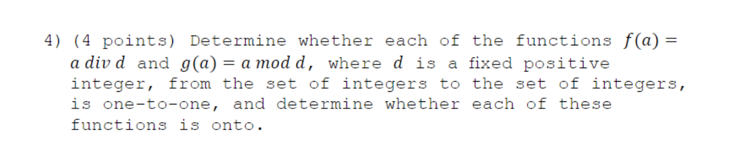 Solved 4) (4 points) Determine whether each of the functions | Chegg.com