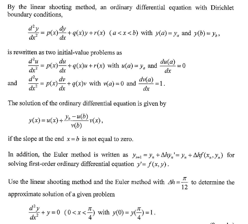 By the linear shooting method, an ordinary | Chegg.com