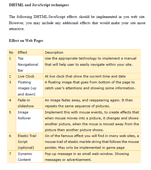 DHTML and JavaScript techniques The following | Chegg.com