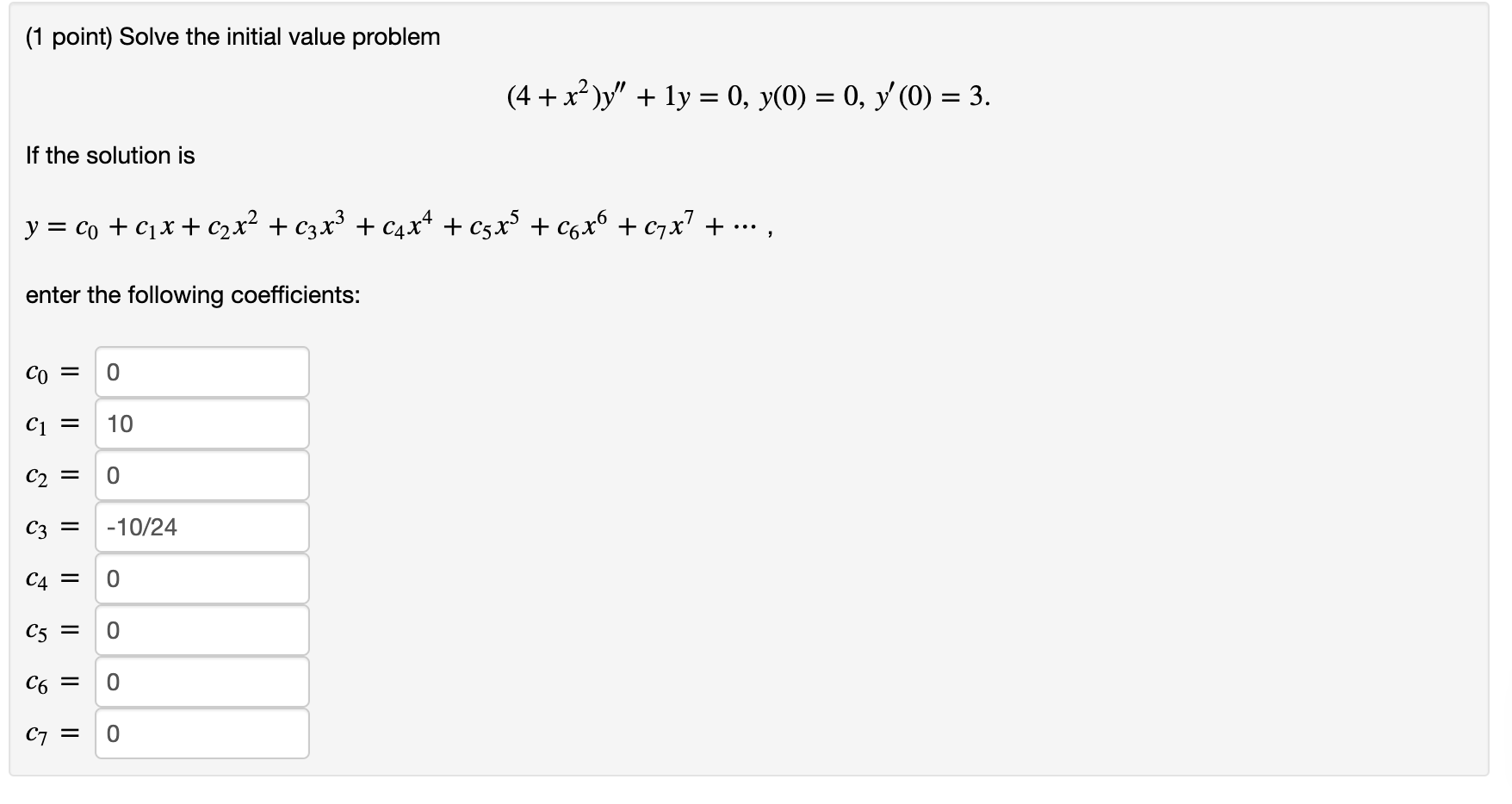 Solved (1 point) Solve the initial value problem (4+x^)y” + | Chegg.com