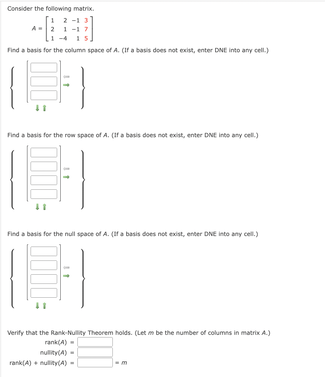 Solved Consider the following matrix. \\[ | Chegg.com