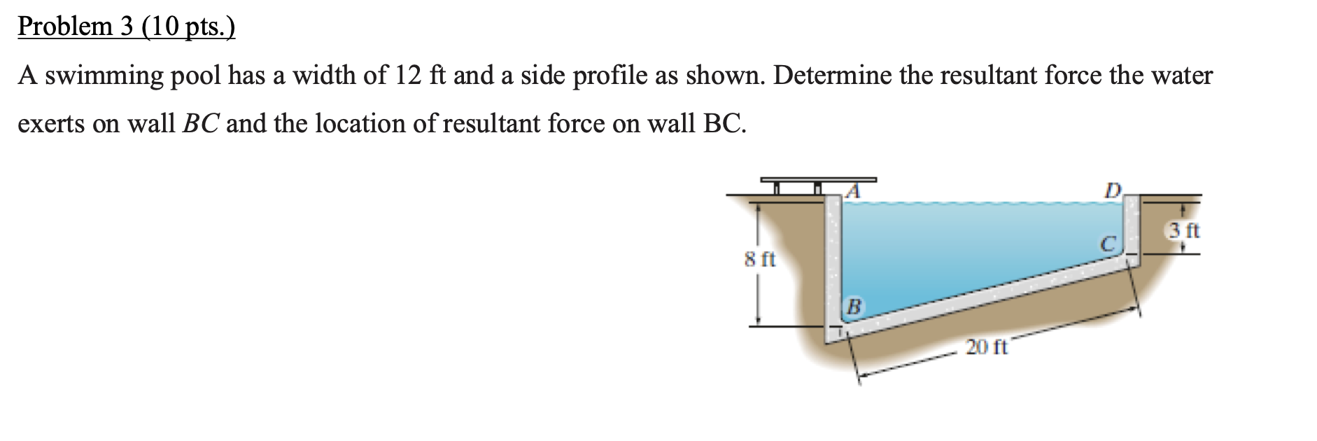 Solved Problem 3 (10 pts.) A swimming pool has a width of 12 | Chegg.com