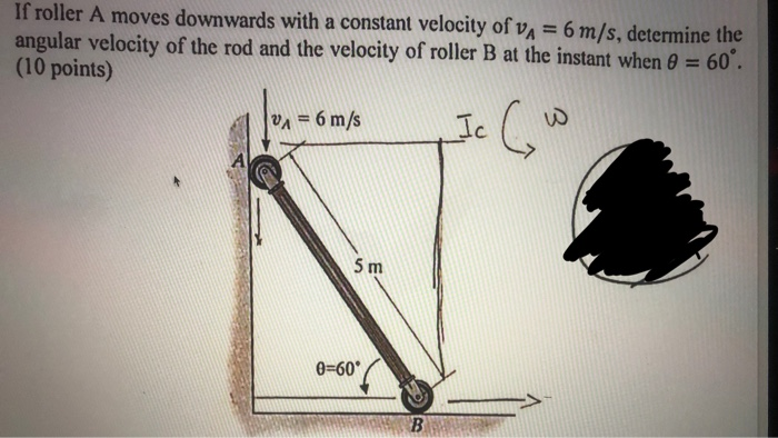 Solved If roller A moves downwards with a constant velocity | Chegg.com