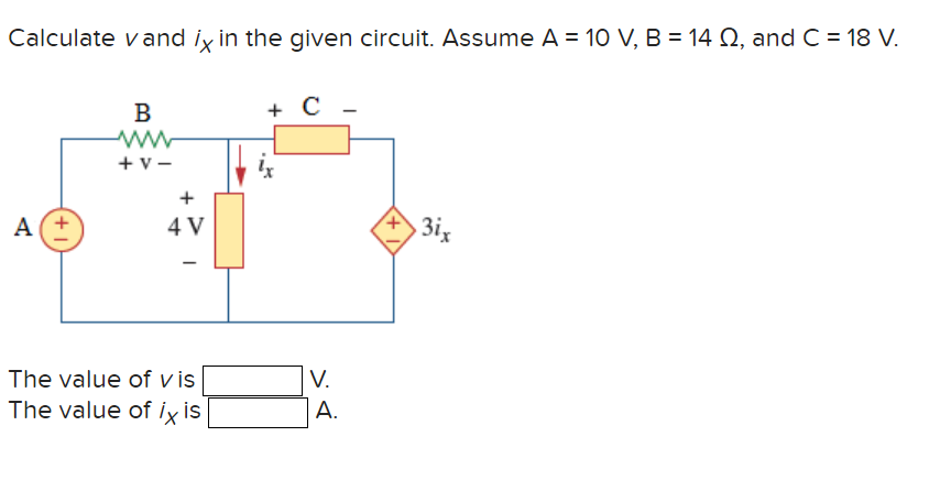 Solved Calculate v ﻿and ix in ﻿the given circuit. Assume | Chegg.com