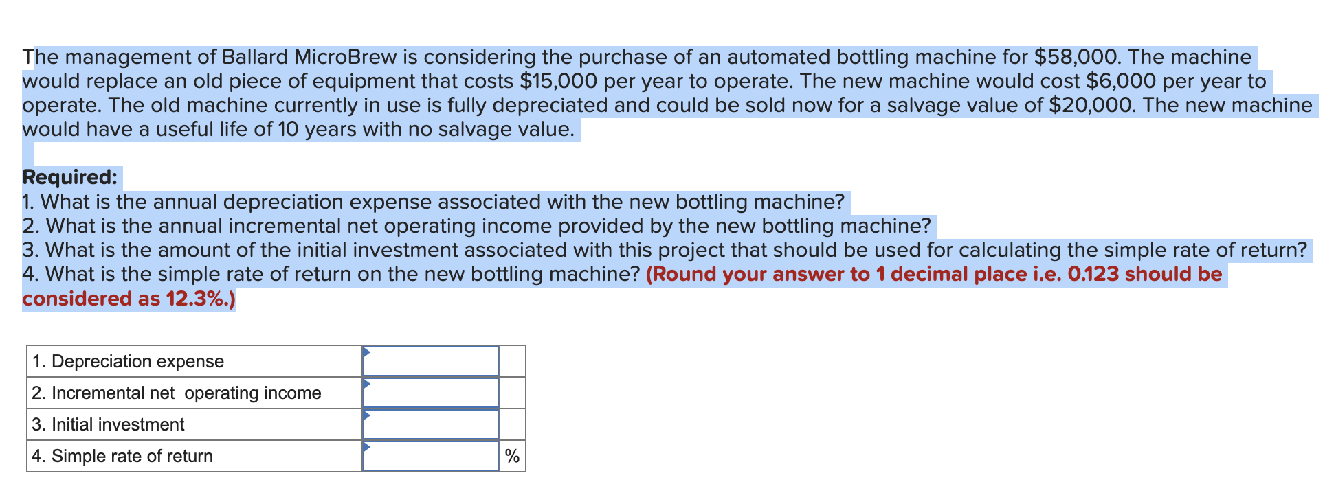 Solved The management of Ballard MicroBrew is considering | Chegg.com