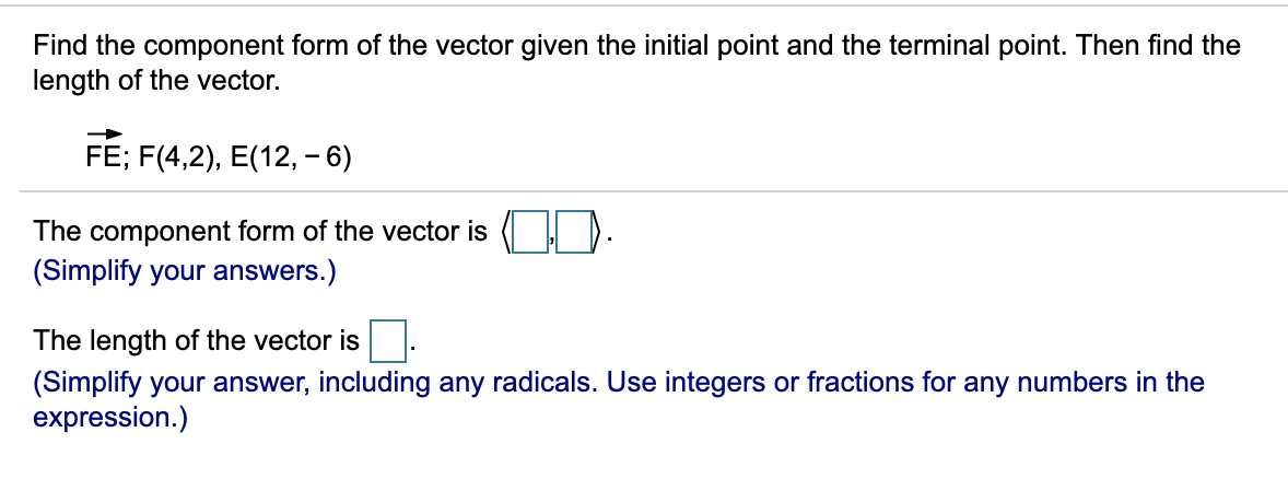 Solved Find the component form of the vector given the | Chegg.com