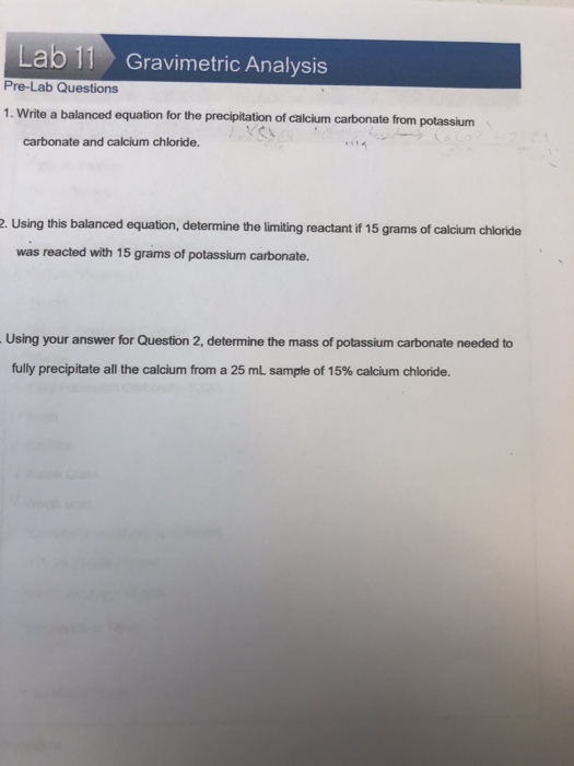 Solved Lab 1 Gravimetric Analysis Pre-Lab Questions 1. Write | Chegg.com