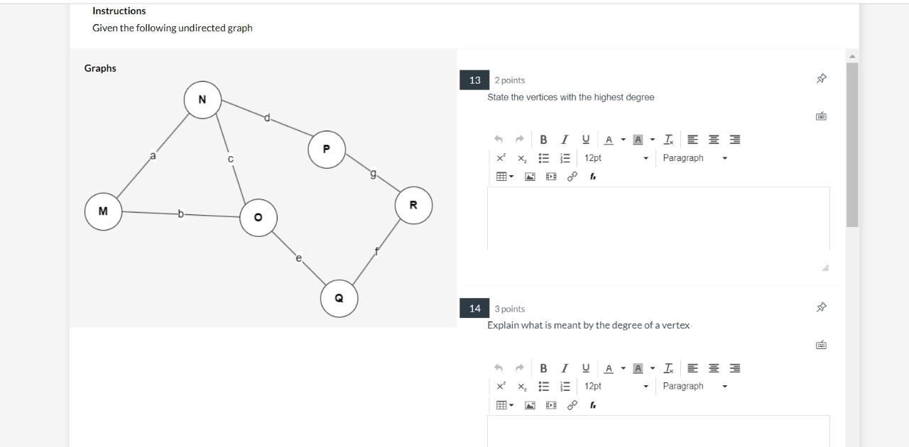 Solved Instructions Given the following undirected graph 13 | Chegg.com