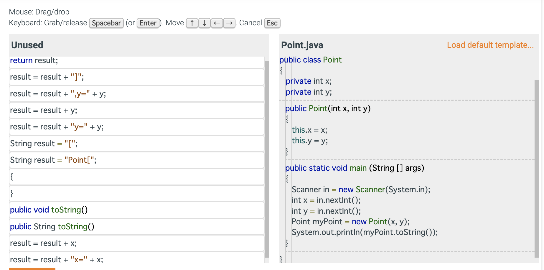 Solved How can I complete Point.java by using parts in the | Chegg.com