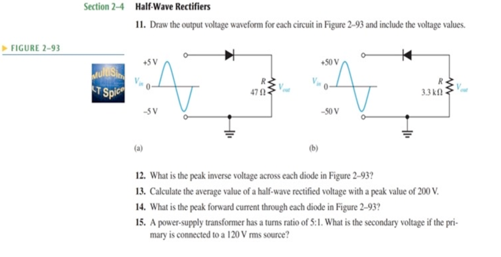 Solved 11 Draw The Output Voltage Waveform For Each Circuit