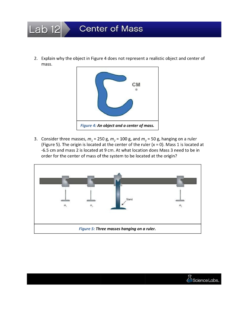 Solved Lab 12 Center of Mass 2. Explain why the object in | Chegg.com