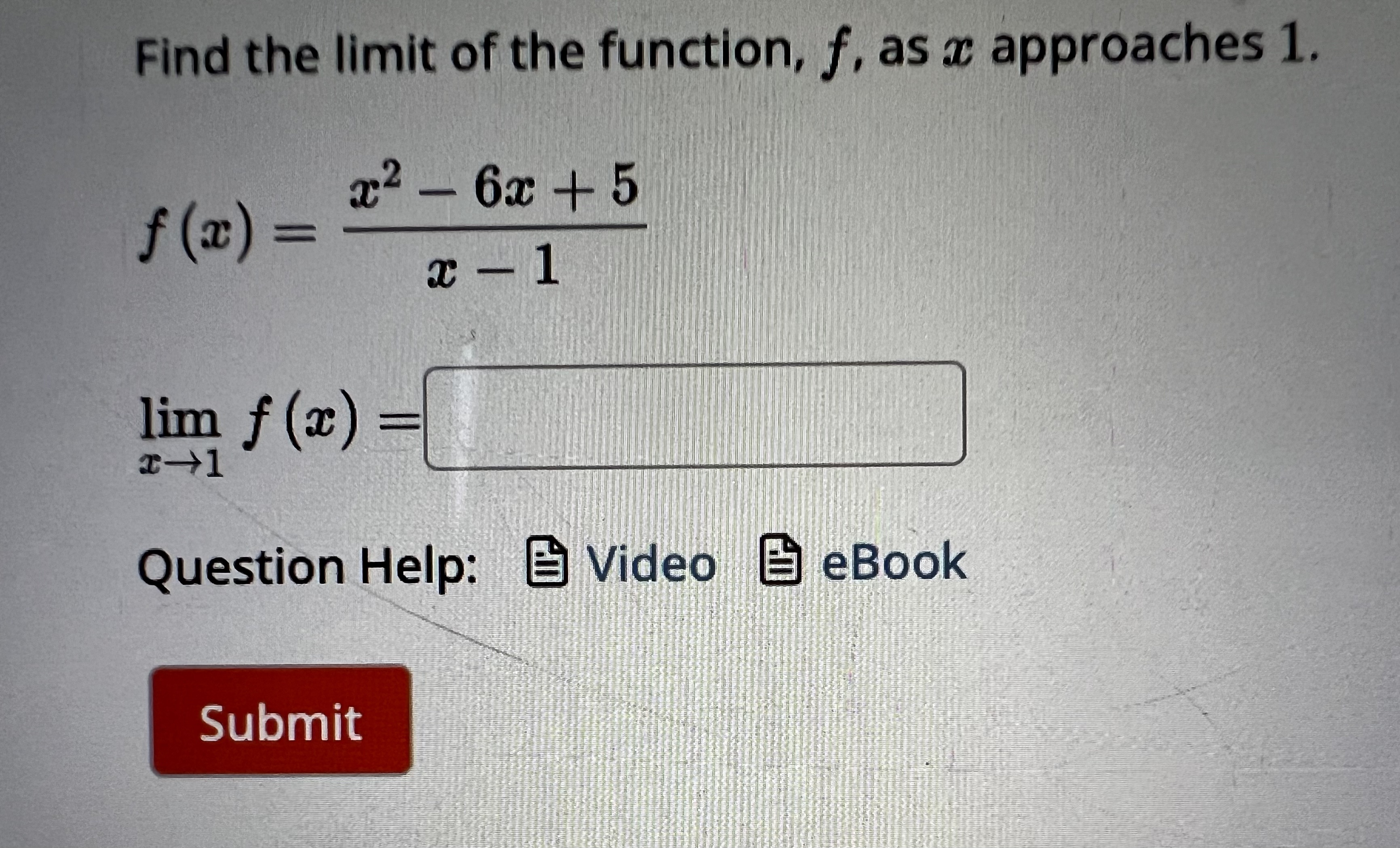 Solved Find the limit of the function, f, as x approaches 1 | Chegg.com