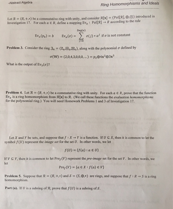 Solved nvestigation 17 Polynomial Rings Suppose that R a | Chegg.com