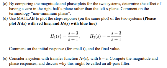 Solved Problem 2: A non-minimum phase linear system is | Chegg.com