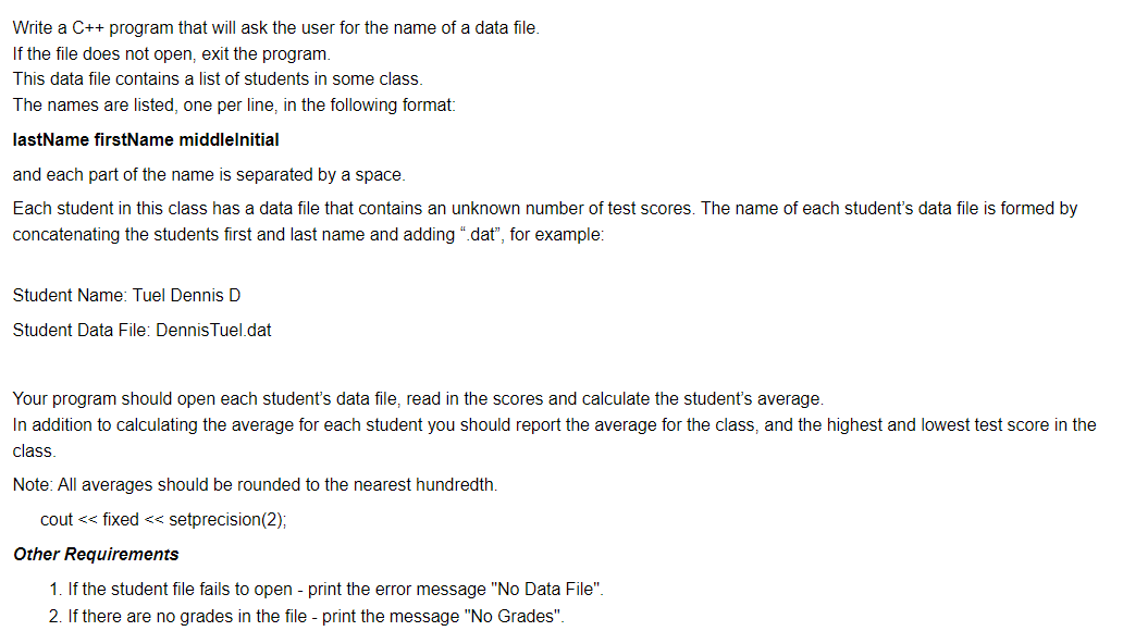 Solved Write a C++program that will ask the user for the | Chegg.com