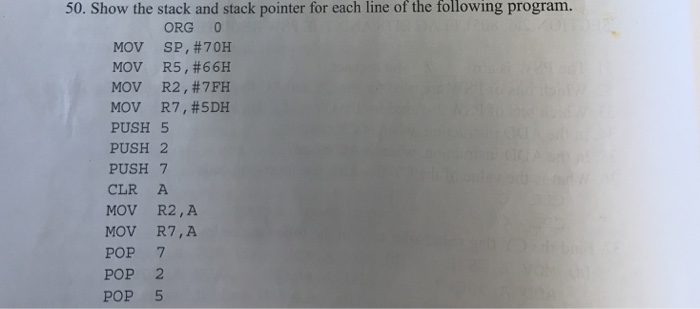 Solved Show the stack pointer for each line of the following | Chegg.com