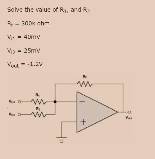 Solved Solve the value of Vout R1=300k ohm R2=Rf−1/2 of the | Chegg.com