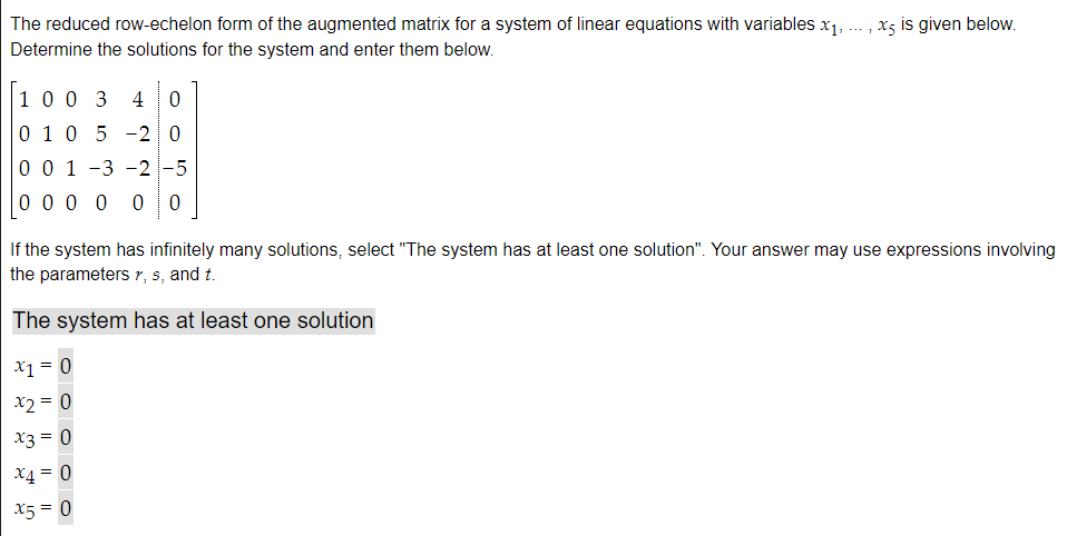 Solved The reduced row-echelon form of the augmented matrix | Chegg.com