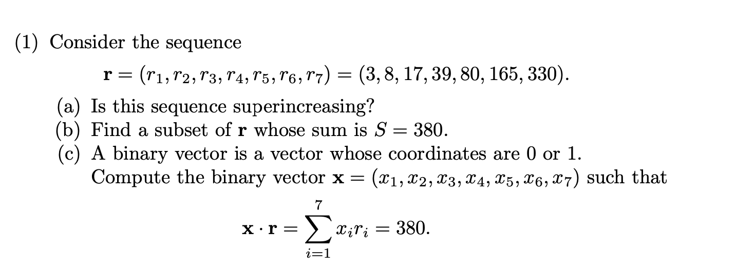 Solved (1) Consider the sequence | Chegg.com