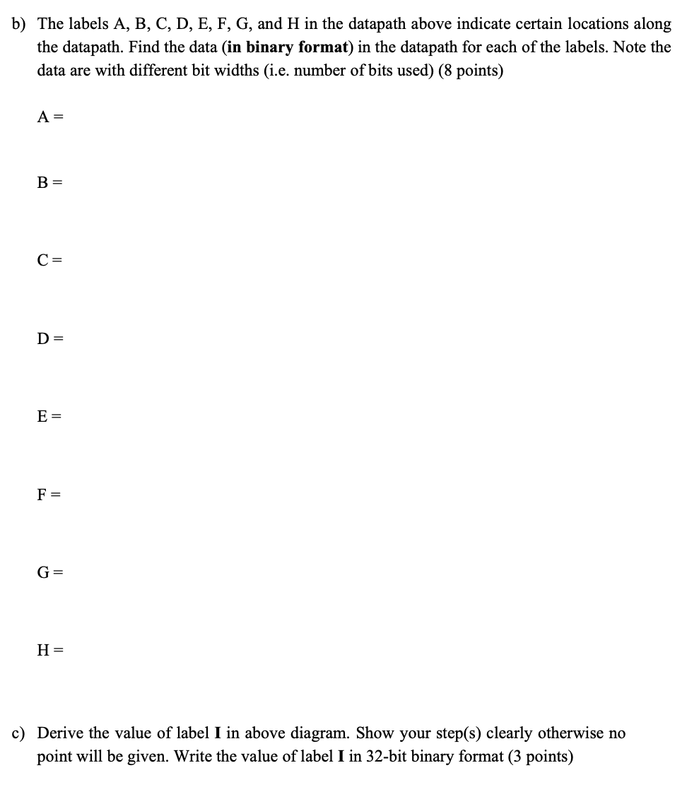 Solved Question 3: Single-cycle Datapath (15 points) The | Chegg.com