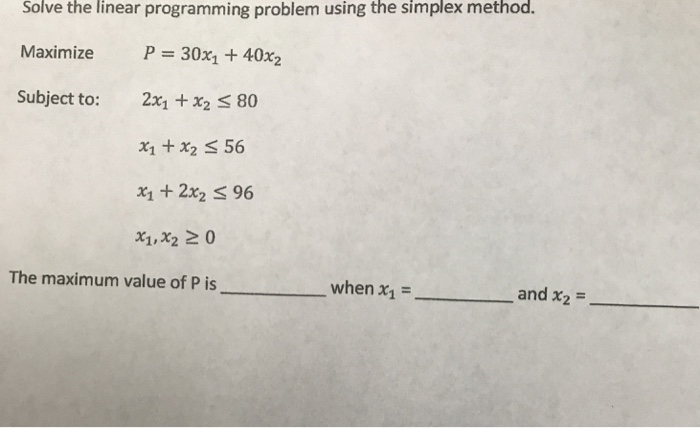 Solved Solve the linear programming problem using the | Chegg.com