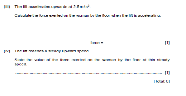 Solved (iii) The lift accelerates upwards at 2.5 m/s2 | Chegg.com