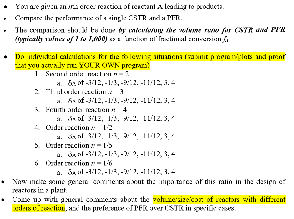 You are given an nth order reaction of reactant A | Chegg.com
