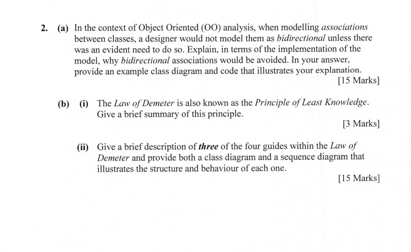 Solved 2. (a) In the context of Object Oriented (OO) | Chegg.com