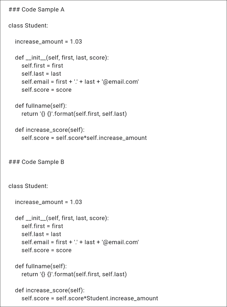 Solved The two code samples are identical, except for the | Chegg.com