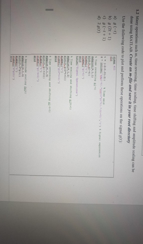 Solved 1.2 Many operations such as time reversing, time | Chegg.com