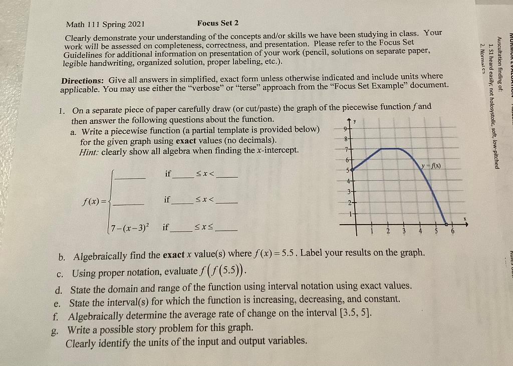 Solved Math 111 Spring 2021 Focus Set 2 Clearly demonstrate | Chegg.com