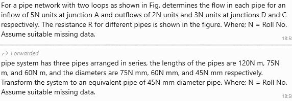 For a pipe network with two loops as shown in Fig. | Chegg.com