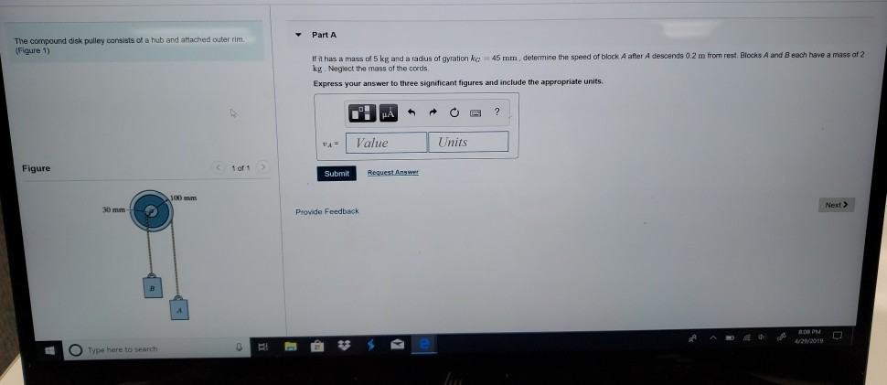 Solved Part A The compound disk pulley consists of a hub | Chegg.com