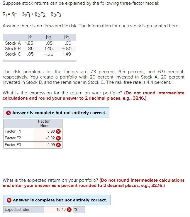 Solved Suppose stock returns can be explained by the | Chegg.com