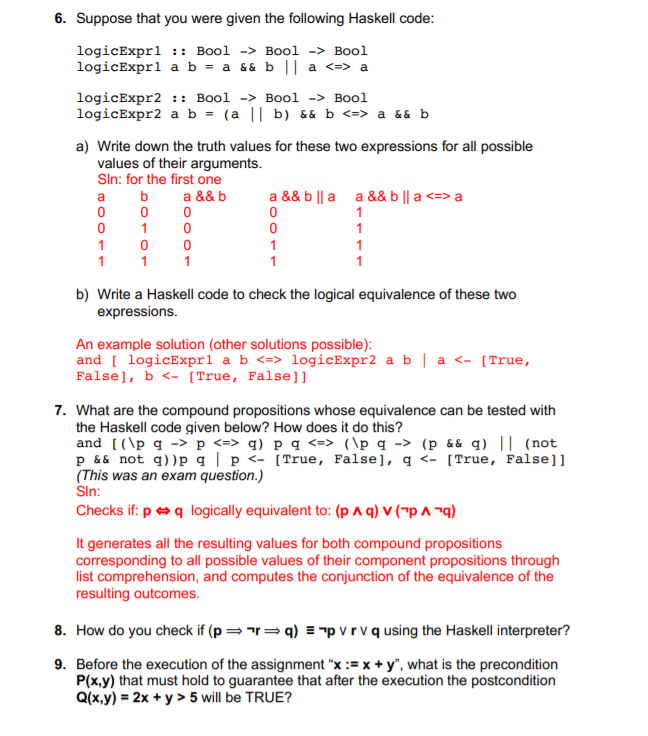 6. Suppose that you were given the following Haskell | Chegg.com