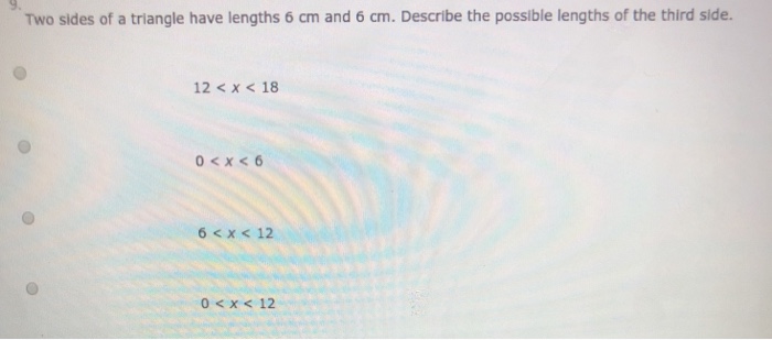 Solved Two sides of a triangle have lengths 6 cm and 6 cm. | Chegg.com