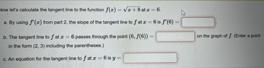Solved ow let's calculate the tangent line to the function | Chegg.com