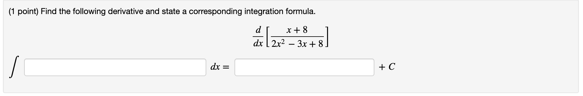 Solved (1 point) Find the following derivative and state a | Chegg.com