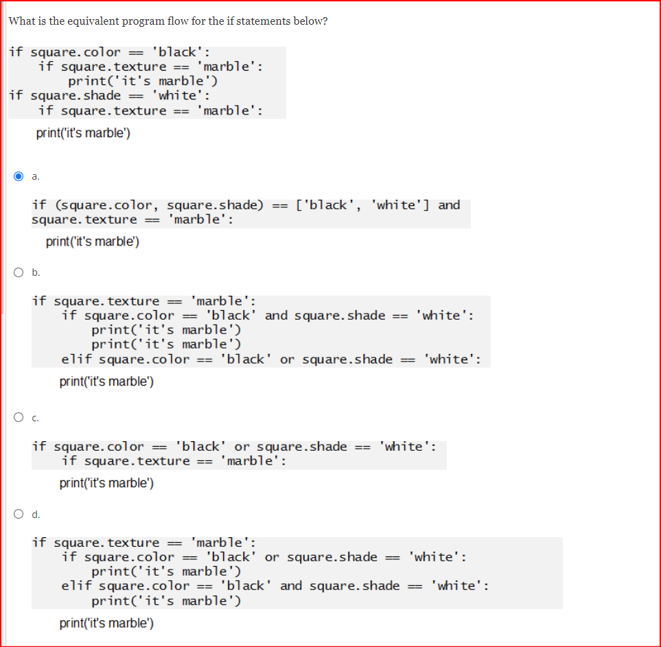 Solved What is the equivalent program flow for the if | Chegg.com