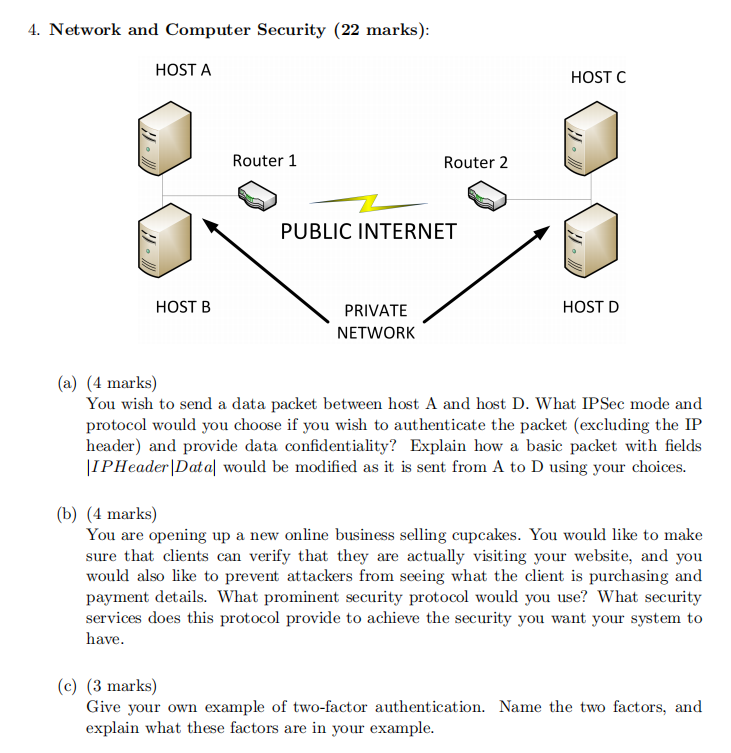 Solved 4. Network and Computer Security (22 marks): (a) (4 | Chegg.com