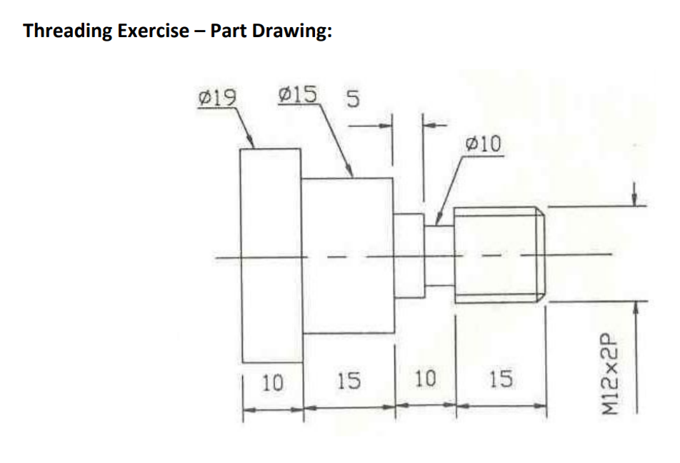 Solved Threading Exercise - Part Drawing: 019 015 5 010 10 | Chegg.com