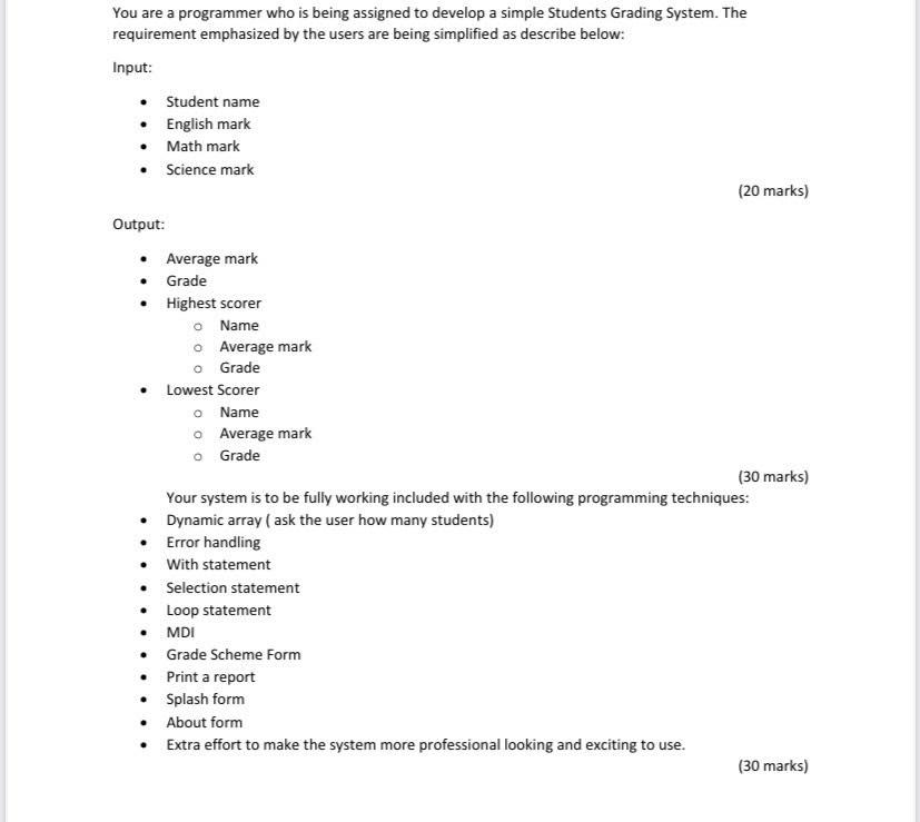 Solved You are a programmer who is being assigned to develop | Chegg.com