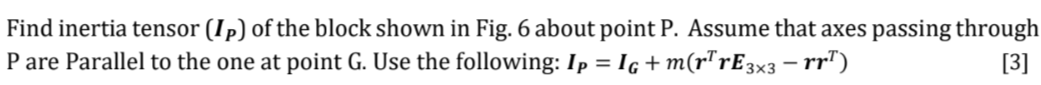 Solved Find inertia tensor (IP) of the block shown in Fig. 6 | Chegg.com