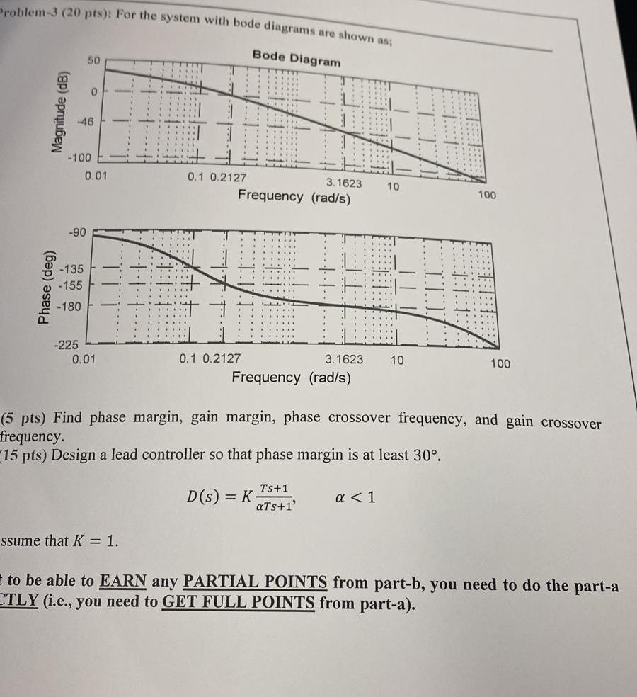 Solved roblem-3 (20pts) : For the system with bode diagrams | Chegg.com Solved roblem-3 (20pts) : For the system with bode diagrams | Chegg.com