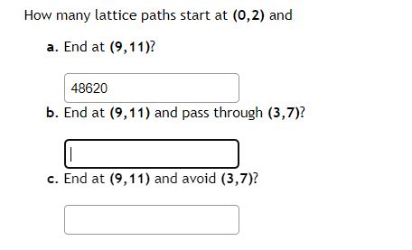 Solved How many lattice paths start at (0,2) and a. End at | Chegg.com
